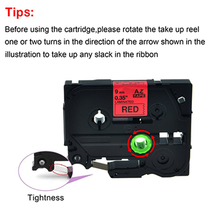 Aze-421 Strong Adhesive Laminated Label Tape - Black on Red 9mm ...