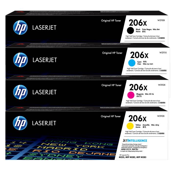 HP 206X High Yield HP Toner Cartridges - (Black, Cyan, Magenta, Yellow ...